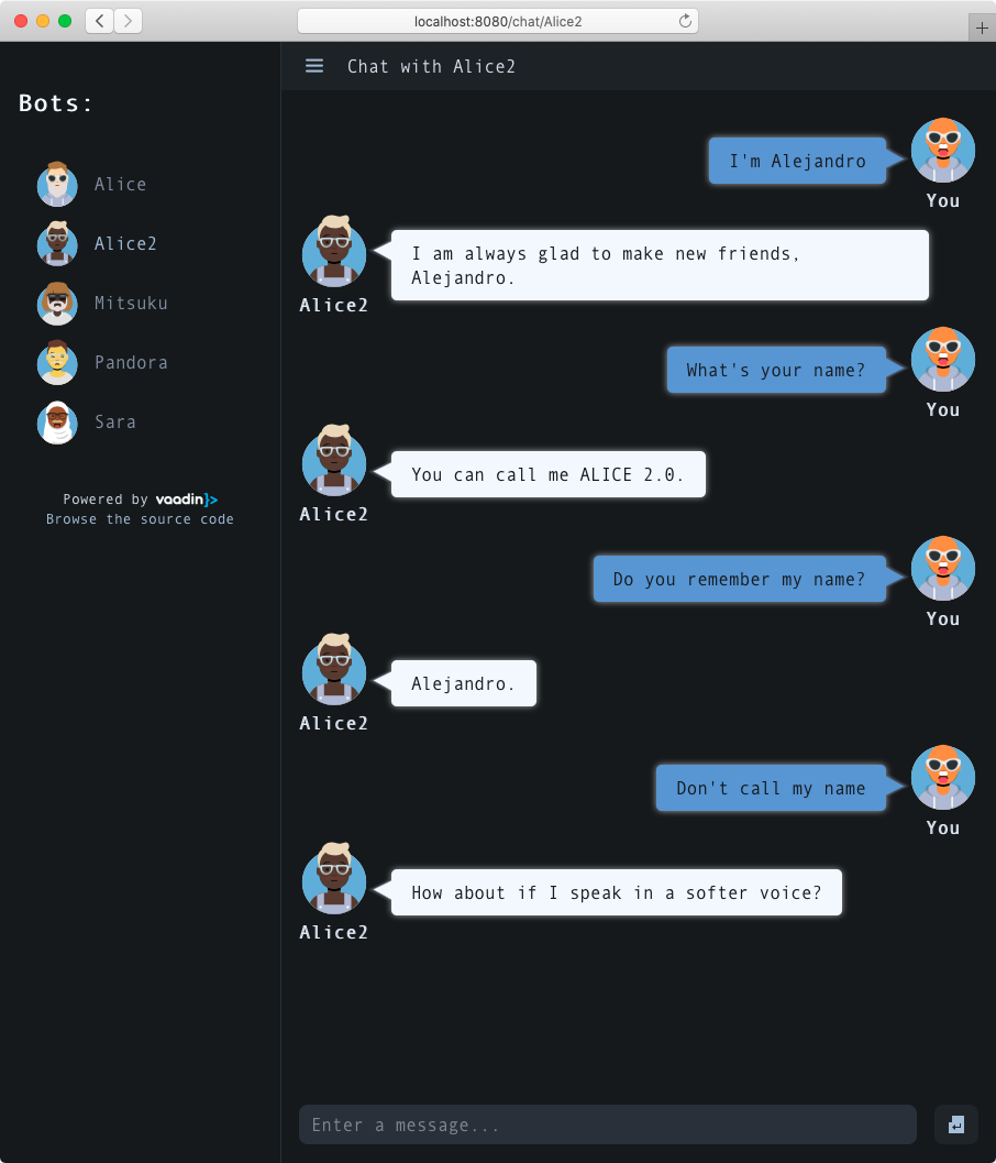 Building a chatbot app in Java | Vaadin